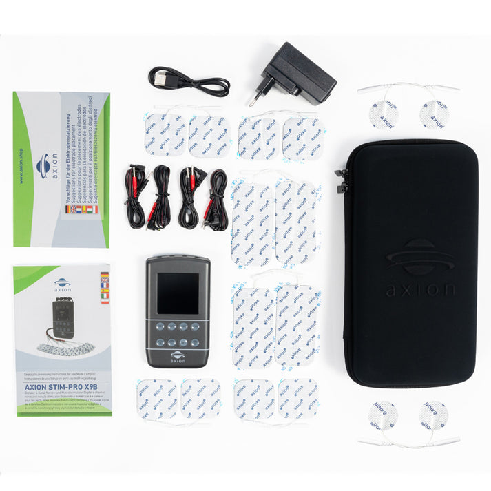 axion 4 Kanal TENS EMS Gerät STIM-PRO X9B mit Akku zur Schmerztherapie ...
